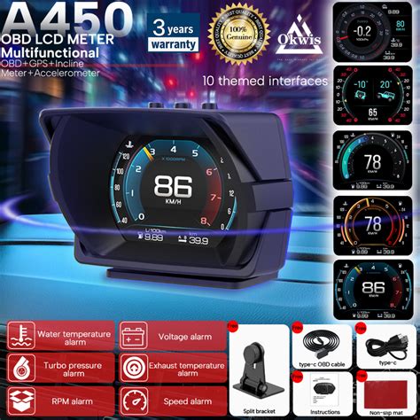 🔥🇲🇾new 🔥okwis Obd2 Meter Gauge Meter Obd Meter Car Gps Alarm Speed