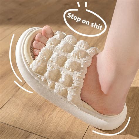 2022 신상 인터넷 유명인 패션 퍼프 여성 슬리퍼 실내 음소거 부드러운 밑창 코튼 리넨 샌들 Aliexpress