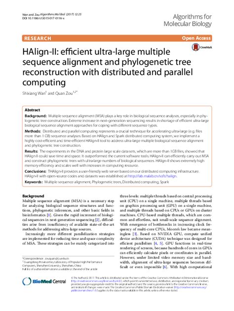 Pdf Halign Ii Efficient Ultra Large Multiple Sequence Alignment And