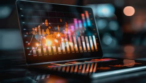 Hightech Workspace With Professional Using Holographic Tablet For Data