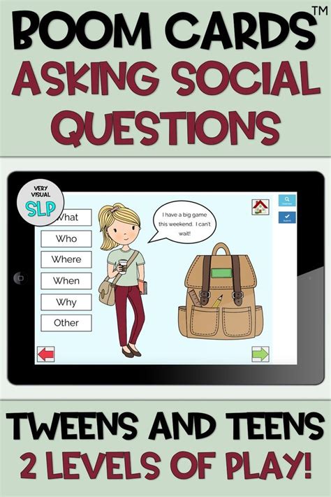 Boom Cards™️ Pragmatic Language Asking Peers Social Questions Speech
