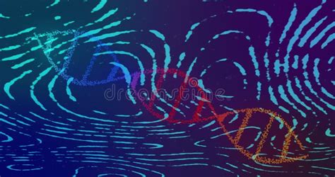 Animation Of Rotating Dna Helix Over Circular Pattern Against Black