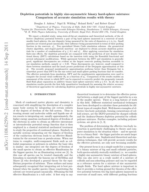Pdf Depletion Potentials In Highly Size Asymmetric Binary Hard Sphere Mixtures Comparison Of