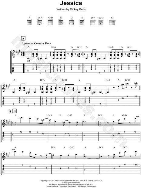 The Allman Brothers Band Jessica Guitar Tab In A Major Download