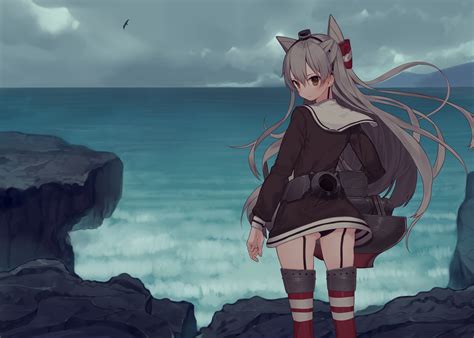 Fond Décran Anime Collection Kantai Mer Falaise Filles Anime