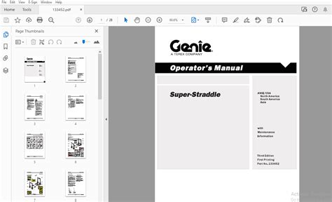 Genie Super Straddle Operators Manual 133452 Pdf Heydownloads