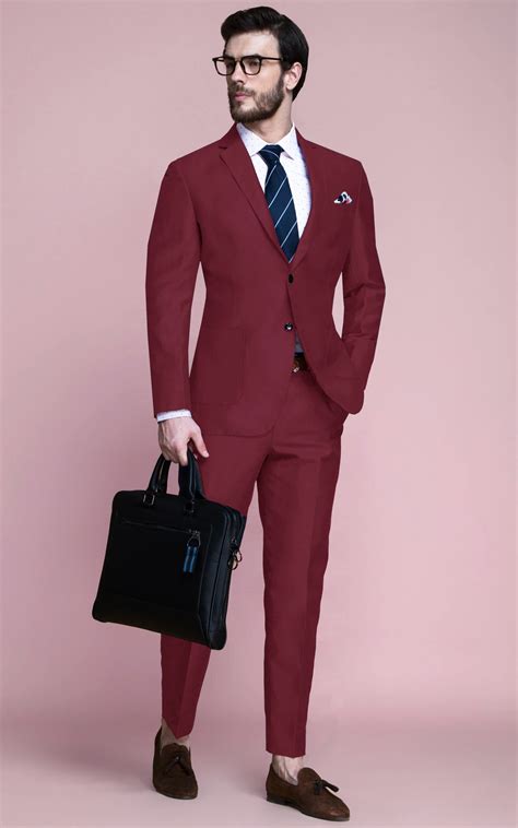 Burgundy Summer Linen Suit Ai Perfect Fits