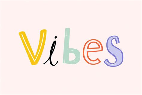 Vibes 단어 벡터 낙서 핸드 레터링 글꼴 타이포그래피 무료 벡터