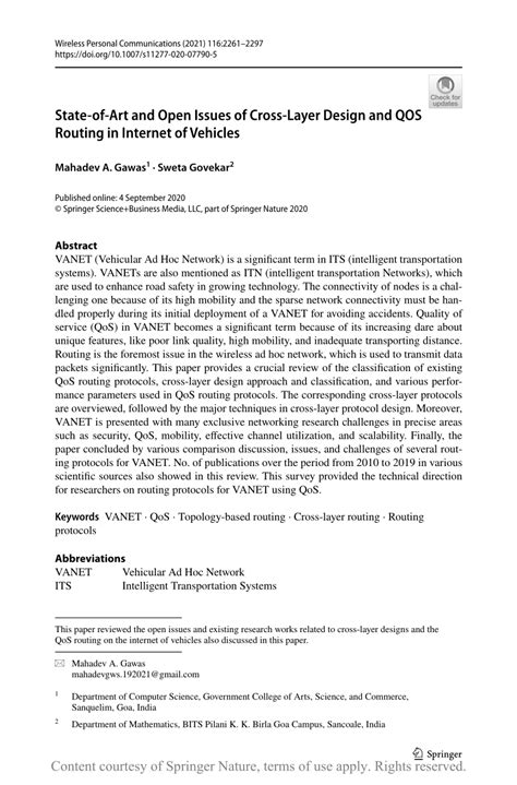 State Of Art And Open Issues Of Cross Layer Design And Qos Routing In