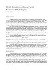 CH 204 Report 4 Docx CH 204 Introduction To Chemical Practice