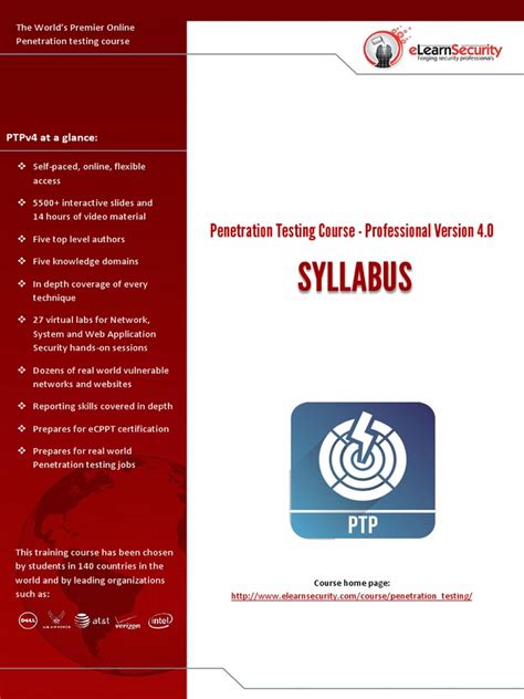 Syllabus Penetration Testing Course Professional Version 4 0 Pdf