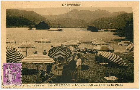 63 LAC CHAMBON Plage Et Parasols Sur La Plage 1935