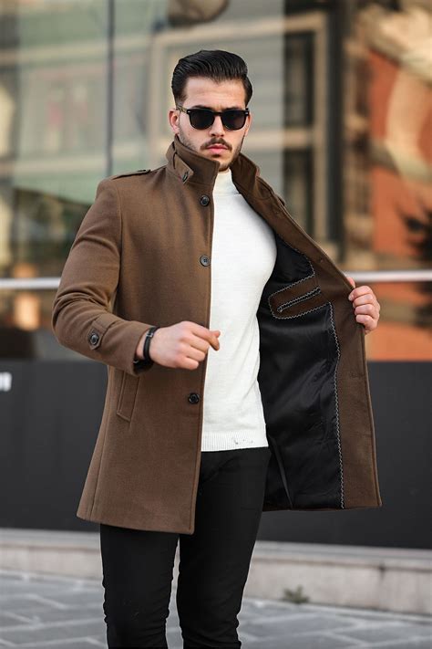 Mero Life Erkek Taba Dar Kesim Dik Yaka Uzun Yün Karışımlı Kaşe Kaban Fiyatı Yorumları