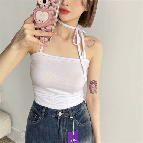 드포유 11힙한무드 Y2k 레이어드 스트랩 홀터 리본 초커 끈나시 홀터넥나시 튜브탑 스트랩나시 크롭나시 탑나시 여름나시 9color