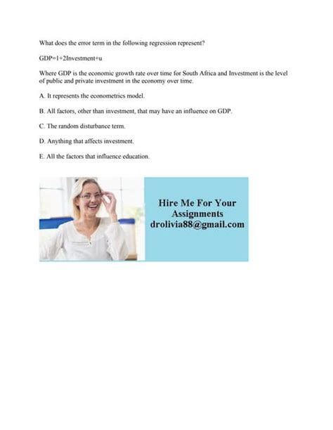 What Does The Error Term In The Following Regression Represent Gdp 1 Pdf