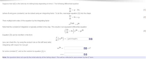Solved Suppose That V T Is The Velocity Of A Falling Body