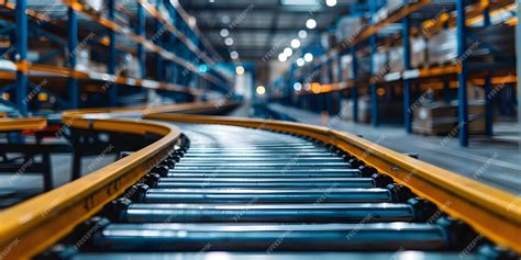 Premium Photo Automated Logistics System Using Conveyor Belts In An
