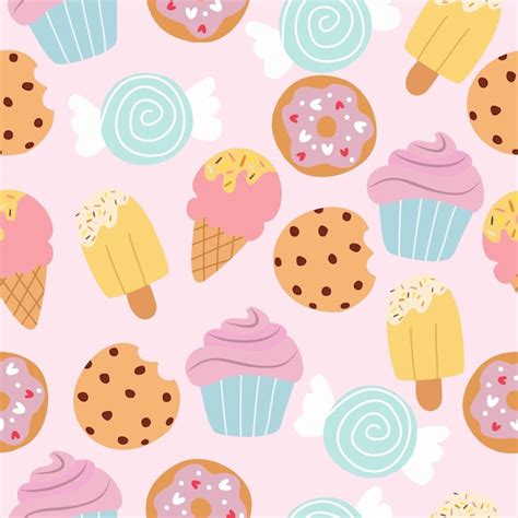 Premium Vector Cute Candy Seamless Pattern In A Pink Striped Background