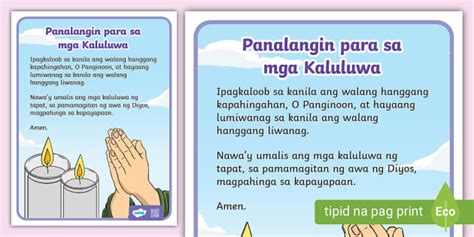 Panalangin Para Sa Mga Kaluluwa Poster Philippines Twinkl