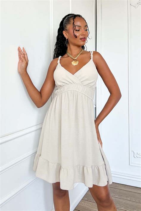 Bonita μίνι φόρεμα μπεζ Joy Fashion House