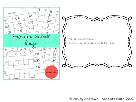 Repeating Decimals Bingo Teaching Resources