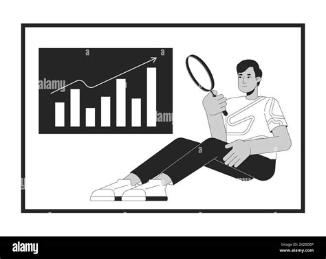 Man Analyzing Business Data Black And White 2d Line Cartoon Character Stock Vector Image And Art