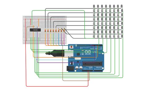 circuit design 8x8 led matrix tinkercad