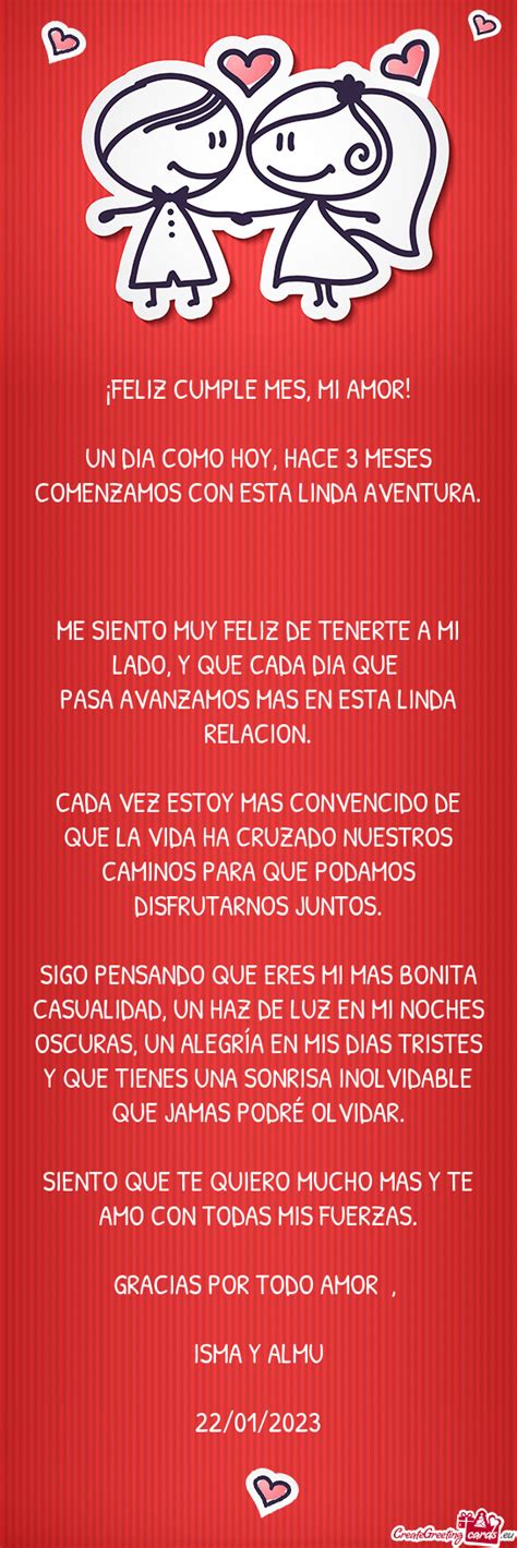 FELIZ CUMPLE MES MI AMOR Free Cards