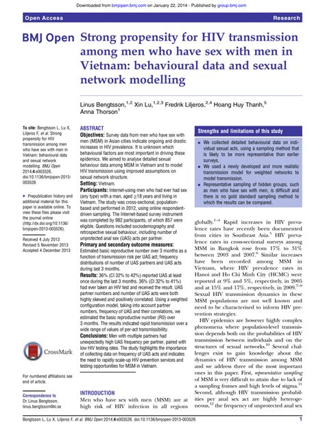 Pdf Strong Propensity For Hiv Transmission Among Men Who Have Sex