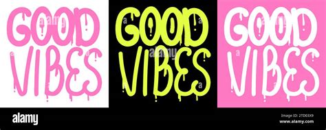 Good Vibes Lettering Graffiti Spray Paint Vector Illustration Stock