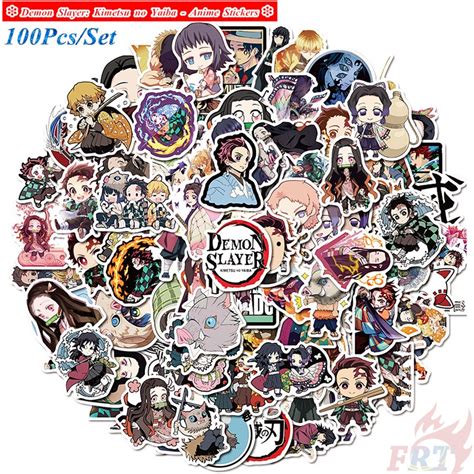 Pcs Set Demon Slayer Kimetsu No Yaiba Anime Stickers DIY Fashion Luggage Laptop Skateboard