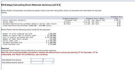 [solved] e9 8 algo calculating direct materials solutioninn