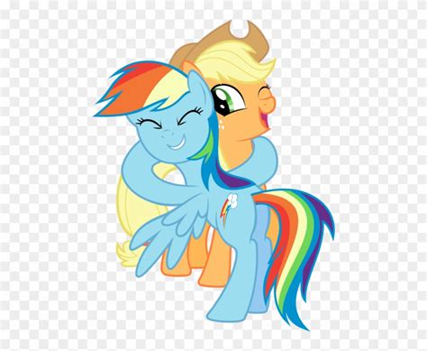 Posted Image Applejack And Rainbow Dash Hug Clipart 1712673 Pinclipart