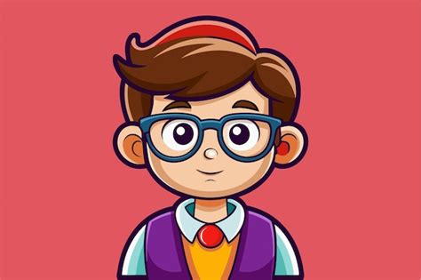 A Cartoon Nerd Character With Glasses A Quirky Hairstyle And A Colorful