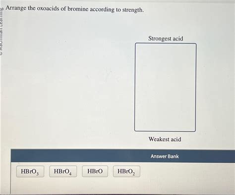 Solved Arrange The Oxoacids Of Bromine According To Chegg