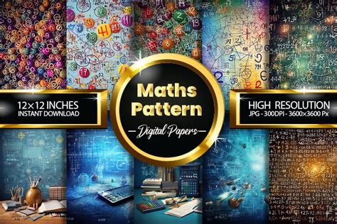 Math Seamless Pattern Digital Papers Mathematics Pattern