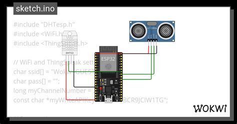 Ultrasonic And Dht Intergrated Wifi And Thingspeak Wokwi Esp32 Stm32