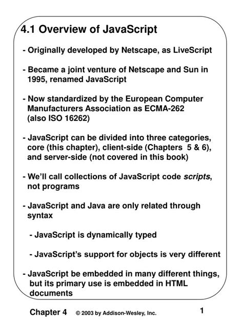 Ppt Overview Of Javascript Originally Developed By Netscape As