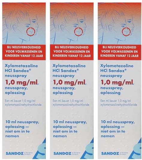 Sandoz Neusspray Xylometazoline 10mgml 3 X 10 Ml Bol