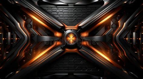 Futuristic Abstract Geometric Matte Black And Neon Background Stock
