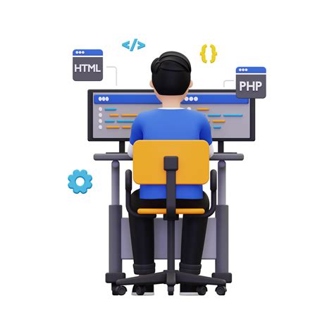 Desarrollador Web 3d Trabajando En La Ilustración Del Proyecto 11153365 Png