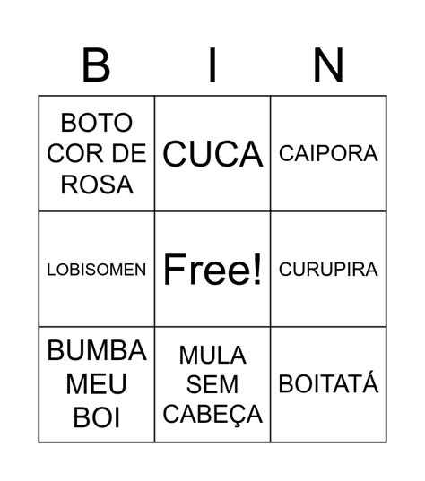 FOLCLORE Bingo Card
