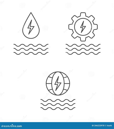 Outline Set Of Hydroelectricity Swipe Up And Lift Line Icons For Web