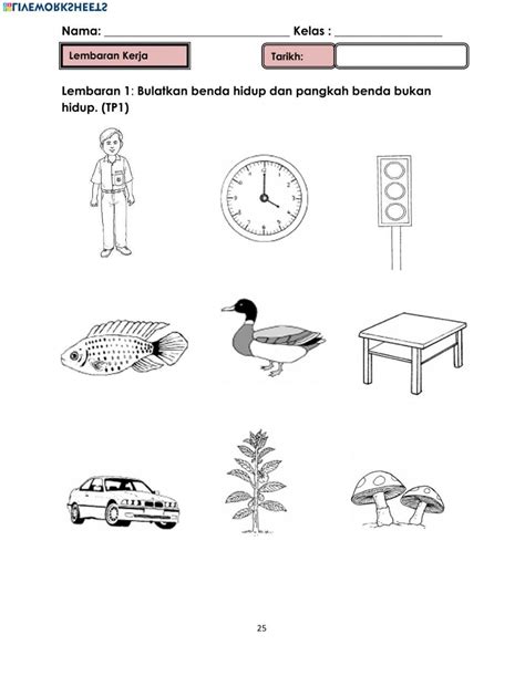 Benda Hidup Benda Tak Hidup Worksheet Worksheets Hand Crafts For