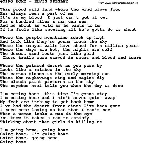 Going Home Elvis Presley Txt By Elvis Presley Lyrics And Chords