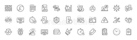Accounting Checklist Approved And Time Management Line Icons For Web App Printing Line Icons