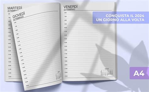 2024 Agenda Giornaliera Con Orari 1 Pagina Per Giorno Formato