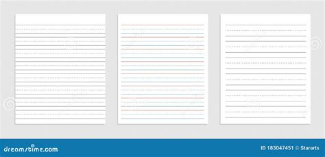 Three Line English Paper Sheet Of Notebook Stock Vector Illustration
