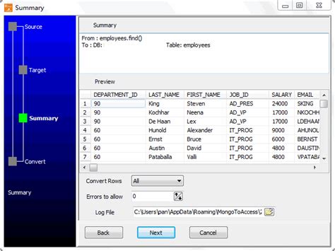 import data from mongodb to access import from query