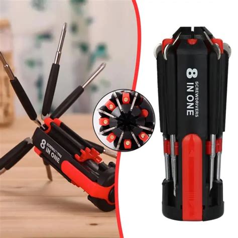 8 IN 1 Screwdriver With 6 LED Torch Flash Light Multi Functional Tools